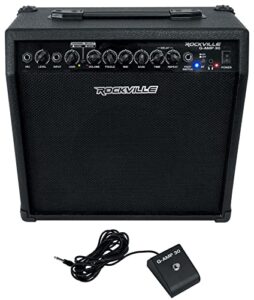 rockville g-amp 30 watt guitar combo amplifier amp bluetooth/mic in+footswitch