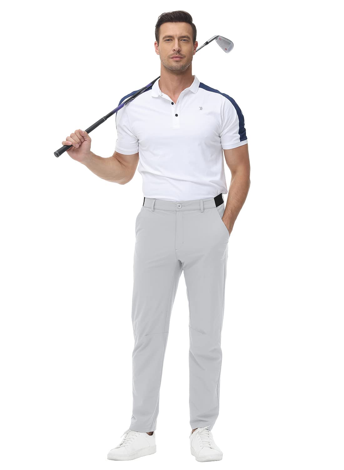 TBMPOY Mens Stretch Golf Pants Lightweight Quick Dry Casual Work Pant with 3 Pockets Light Grey 36