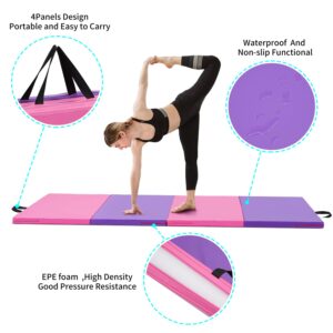 ZENOVA Gymnastics Mat 3'x6'x2' Exercise Mat Gym Mat for Home Aerobics Workout Foldable Tumbling Mat Children Gifts