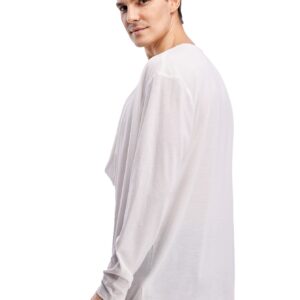 WDIRARA Men's Cowl Neck Draped Long Sleeve T Shirt Top Party Club Tops White S