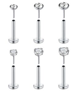 d.bella 18g 20g threadless push in nose studs for women surgical steel straight bar nose rings studs 2mm 3mm 4mm diamond cz nose piercings nostril piercing jewelry