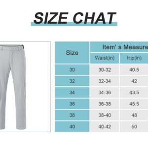 TBMPOY Mens Stretch Golf Pants Lightweight Quick Dry Casual Work Pant with 3 Pockets Light Grey 36