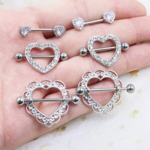 BODY16G CZCZ 14G Nipple Ring 316L Stainless Steel Nipple Barbell Nipple Barbells CZ Nipple Ring Body Piercing Jewelry for Women Men