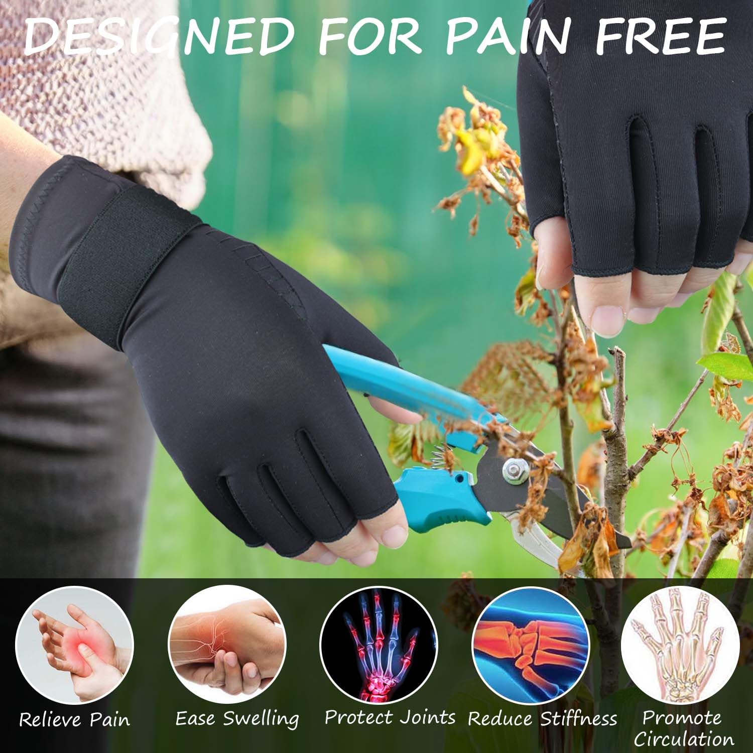 Semikk Copper Arthritis Gloves with Adjustable Wrist Strap for Women Men, Fingerless Compression Gloves for Arthritis, Carpal Tunnel, Pain Relief, Swelling, Rheumatoid, Typing (Large/X-Large)