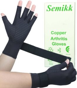 semikk copper arthritis gloves with adjustable wrist strap for women men, fingerless compression gloves for arthritis, carpal tunnel, pain relief, swelling, rheumatoid, typing (large/x-large)