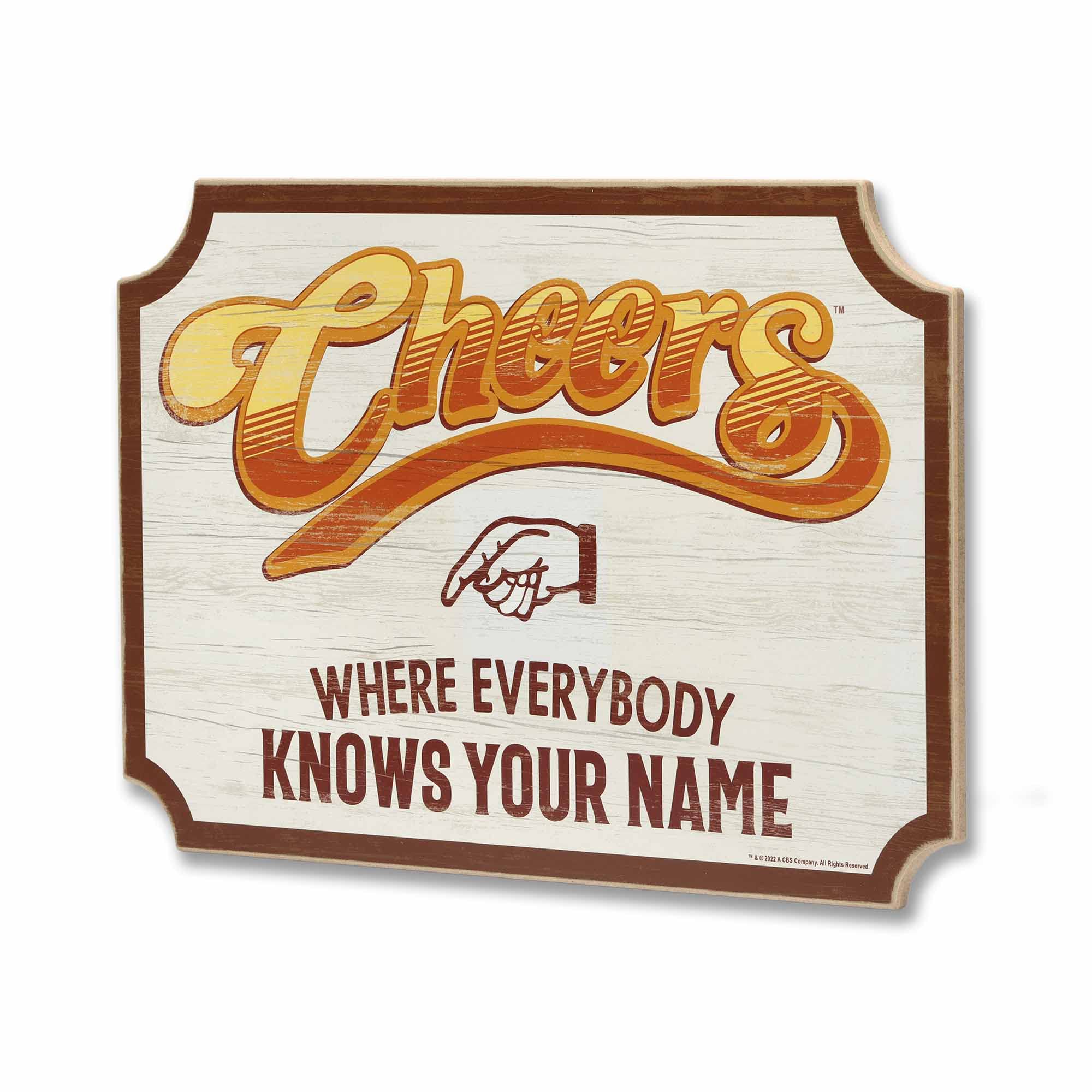 Open Road Brands Cheers Where Everybody Knows Your Name Wood Wall Decor - Fun Cheers Sign for Home Decorating