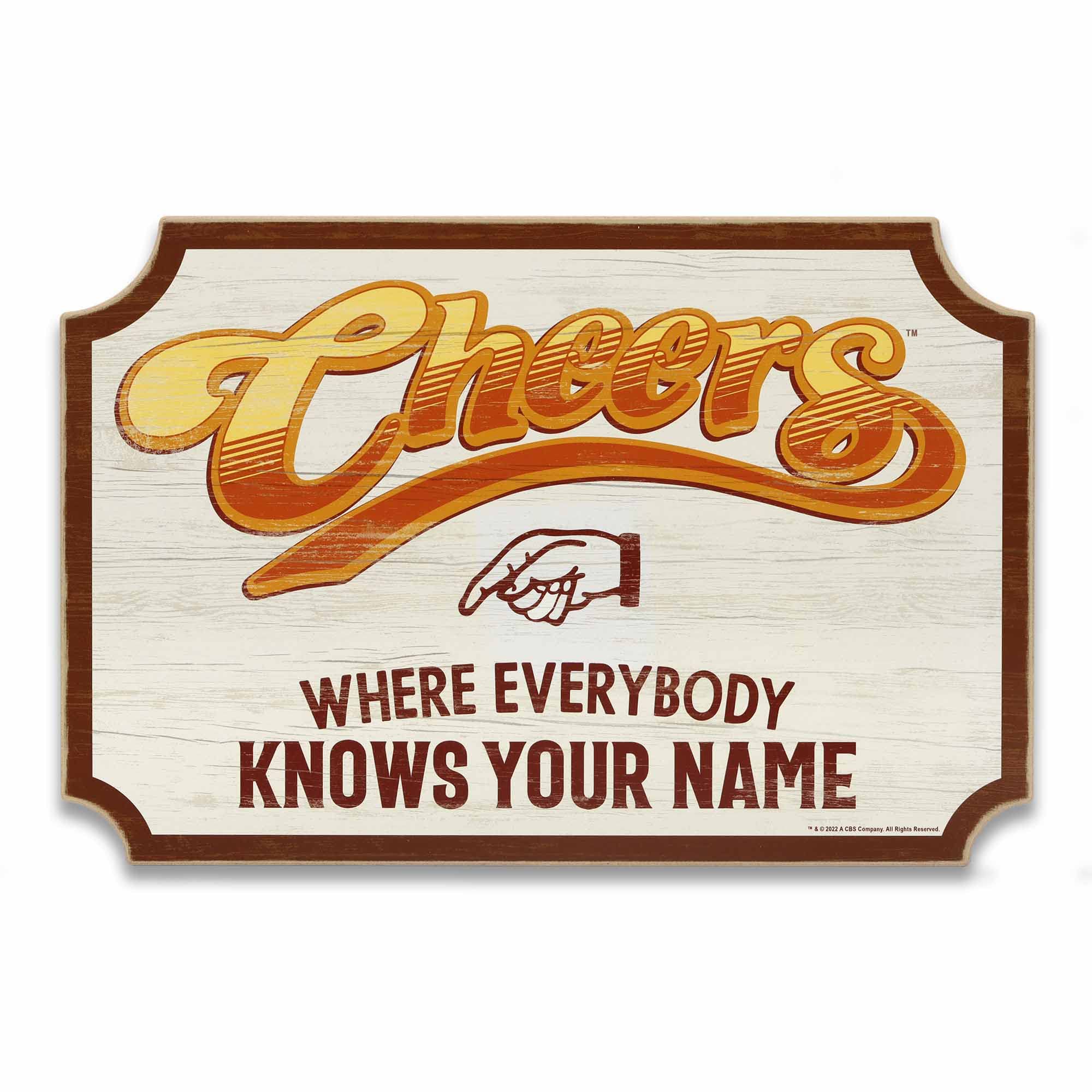 Open Road Brands Cheers Where Everybody Knows Your Name Wood Wall Decor - Fun Cheers Sign for Home Decorating