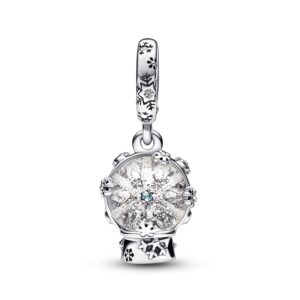 pandora snowflake snow globe dangle charm - compatible moments bracelets - jewelry for women - gift for women in your life - made with sterling silver & cubic zirconia, no gift box