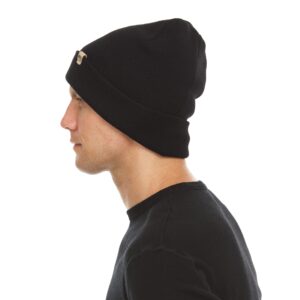 Minus33 Midweight Everyday Knit Cuff Beanie - 100% Merino Wool - Warm Winter Hat - Black