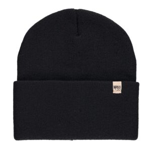 minus33 midweight everyday knit cuff beanie - 100% merino wool - warm winter hat - black