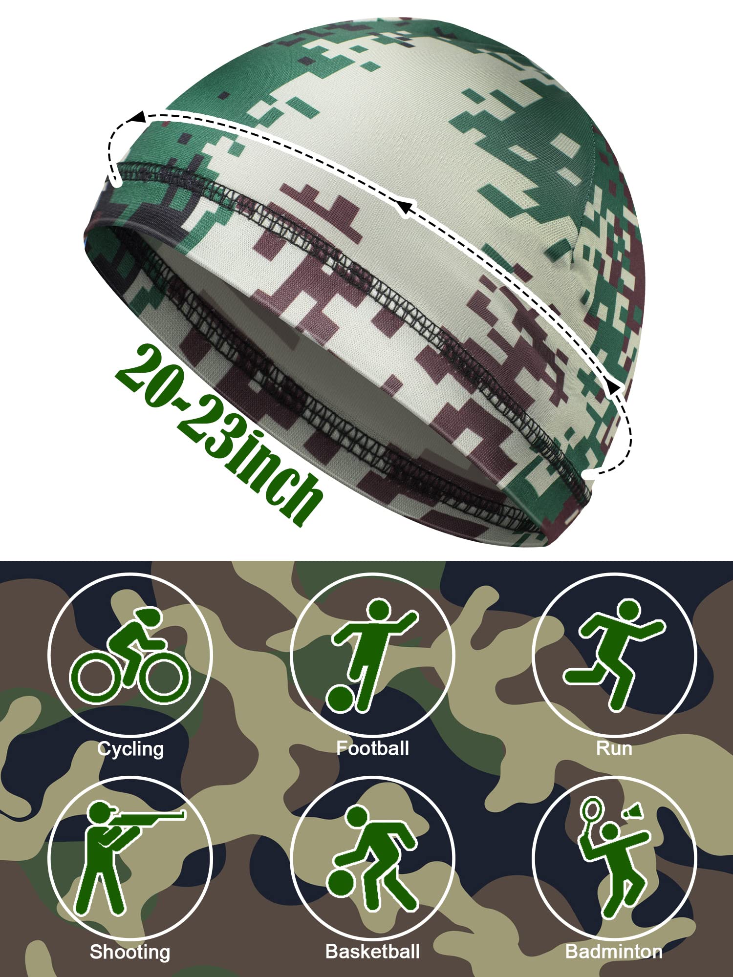 SATINIOR 6 Pieces Cooling Skull Caps for Men Helmet Liner Sweat Wicking Cap Wicking Beanies Hat Liner for Cycling Running (Cool Patterns)