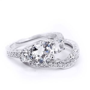 Women's 925 Sterling Silver Wedding Band Bridal Ring Set 3.5 Carats Round Cut Cubic Zirconia CZ Engagement (6.5)