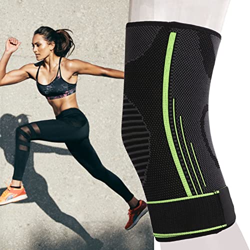 Qinlorgo Compression Knee Brace, Mens Basketball Hook Loop Breathable Prevent Injury Knee Brace for Cycling