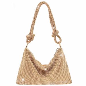 yokawe rhinestone purses for women evening bag sparkly hobo bag silver handbag vacation club party wedding clutch (gold)