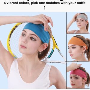 SUJAYU Sweatbands for Women, 4 PCS Womens Headbands Sweat Bands Headbands for Women, Workout Headbands for Women Non Slip, Wide Headbands for Women Hair Wrap Hair Accessories for Women