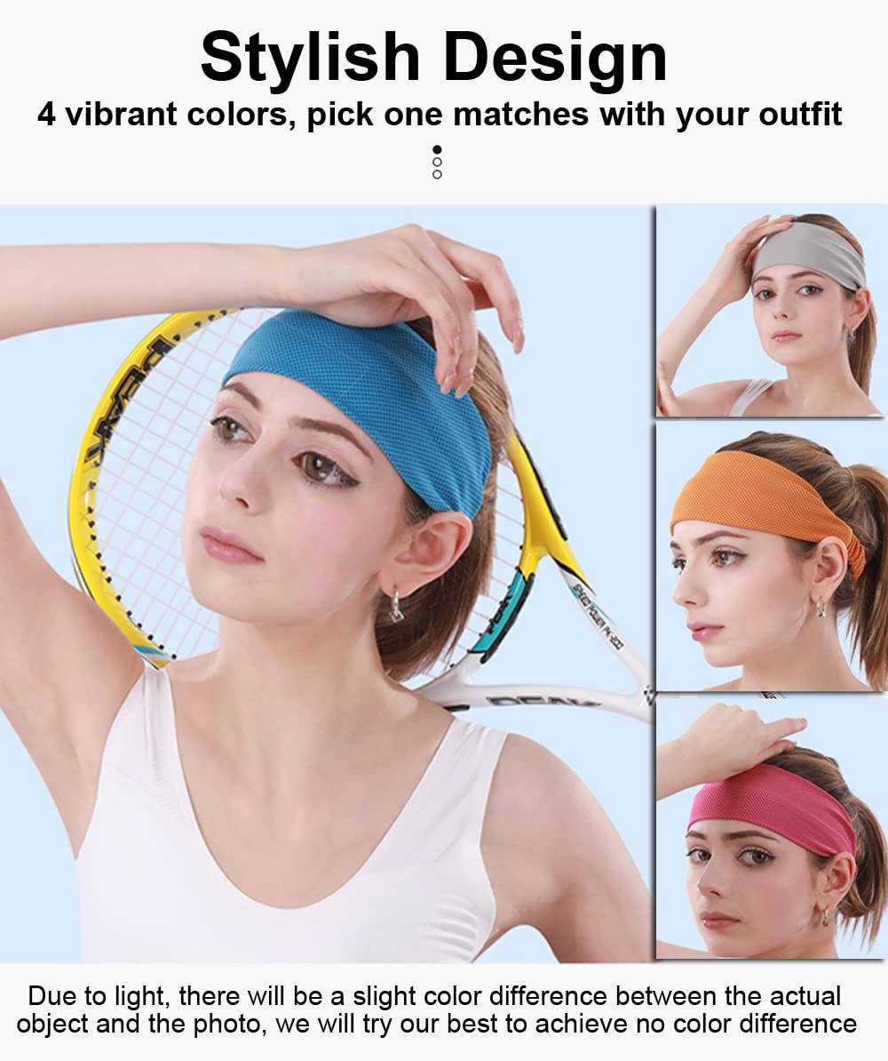 SUJAYU Sweatbands for Women, 4 PCS Womens Headbands Sweat Bands Headbands for Women, Workout Headbands for Women Non Slip, Wide Headbands for Women Hair Wrap Hair Accessories for Women