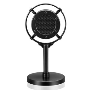 facmogu antique diaphragm condenser microphone props, ancient fake plastic mic from 1930s - 1940s, vintage retro microphone props for holiday party shooting - black