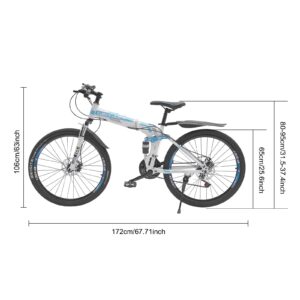 RENVIERY 26" Mountain Bikes,21-Speed Bike Adult/Youth Mountainbike,Carbon Steel Foldable Bike Bicycle,Double Disc Brakes