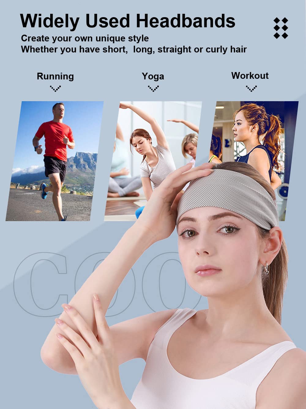 SUJAYU Sweatbands for Women, 4 PCS Womens Headbands Sweat Bands Headbands for Women, Workout Headbands for Women Non Slip, Wide Headbands for Women Hair Wrap Hair Accessories for Women