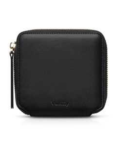 vulkitty women leather wallet rfid blocking bifold slim coin purse credit card holder with zipper pocket case