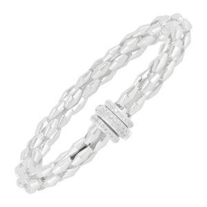 silpada 'impressive' sterling silver with stainless steel cubic zirconia bangle bracelet, 6.75"