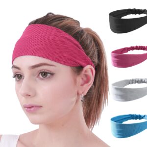 SUJAYU Sweatbands for Women, 4 PCS Womens Headbands Sweat Bands Headbands for Women, Workout Headbands for Women Non Slip, Wide Headbands for Women Hair Wrap Hair Accessories for Women