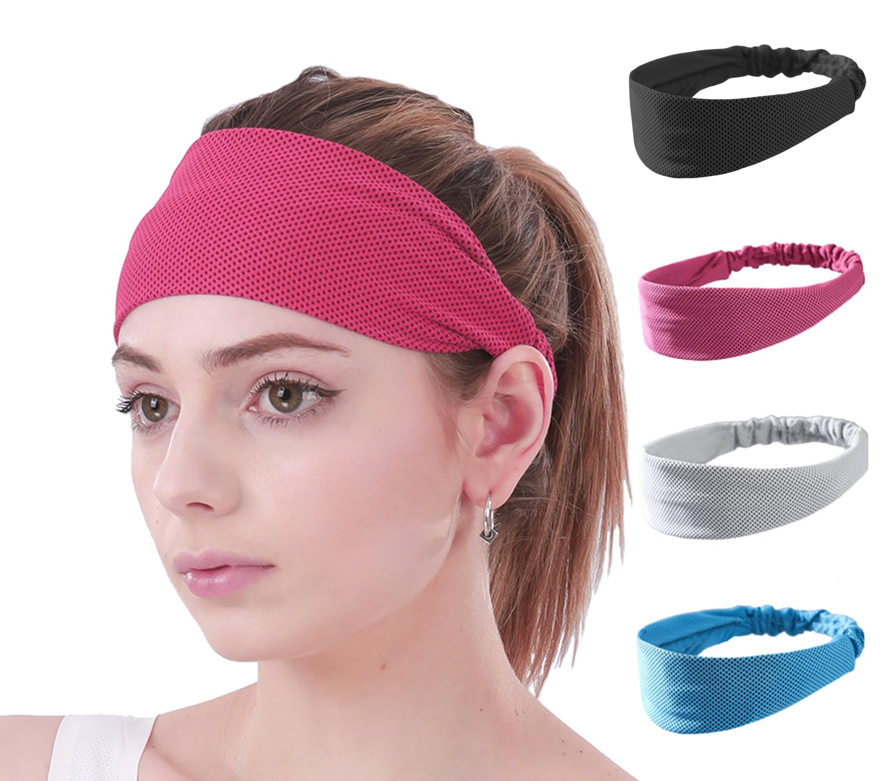 SUJAYU Sweatbands for Women, 4 PCS Womens Headbands Sweat Bands Headbands for Women, Workout Headbands for Women Non Slip, Wide Headbands for Women Hair Wrap Hair Accessories for Women