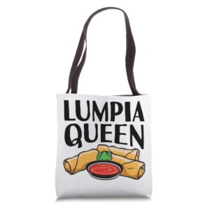 funny lumpia queen design for women kids spring roll lover tote bag