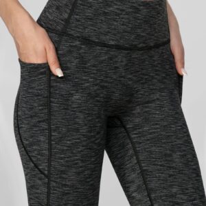 Ewedoos Fleece Lined Pants Women Thermal Yoga Pants with Pockets High Waist Warm Pants Winter Flare Leggings for Women Charcoal