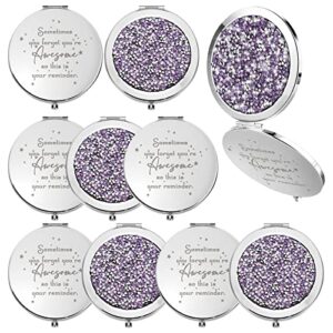 roowest 10 pcs inspirational compact mirror sometimes you forget you're awesome appreciation thank you gifts for women employee coworker staff magnifying pocket mirror (light purple)