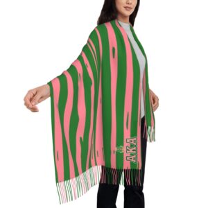 makoo aka scarf sorority winter pashmina shawl wrap with fringed edges for women, warm & soft, gift ready-70x28 inches