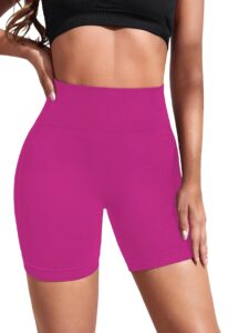 x-snow falcon women gym workout seamless shorts high waisted biker scrunch butt booty athletic yoga shorts rose red