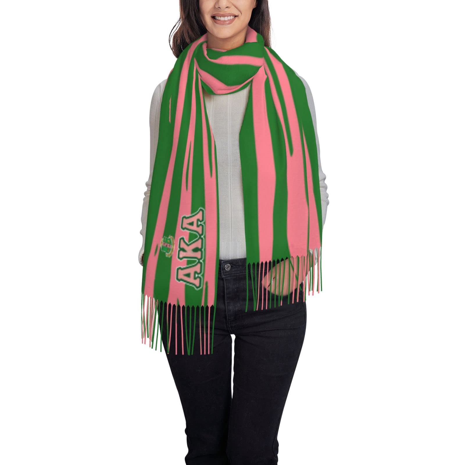 MAKOO AKA Scarf Sorority Winter Pashmina Shawl Wrap with Fringed Edges for Women, Warm & Soft, Gift Ready-70X28 Inches