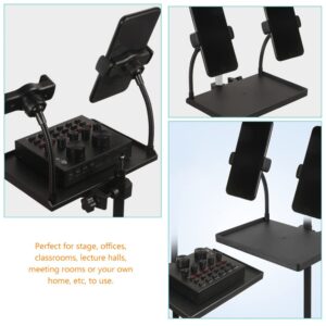 Milisten Microphone Stand Tray Clamp Music Stand Shelf Sound Card Tray with Phone Holder