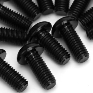 HERCHR 12Pcs Disc Brake Rotor Bolts, M5x12mm Bicycle Rotor Screws for MTB Mountain Bike, Steel/Titanium/Black(Black)