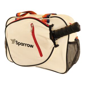 Sparrow Sports & Accessories Pickleball Bag - Sports Bag For Gear, Gym Essentials - Adjustable Strap, Mesh Pockets, Pickleball Paddle Compartment With Cover - Stylish Retro Look - 20x8x12" (3 Stripes)