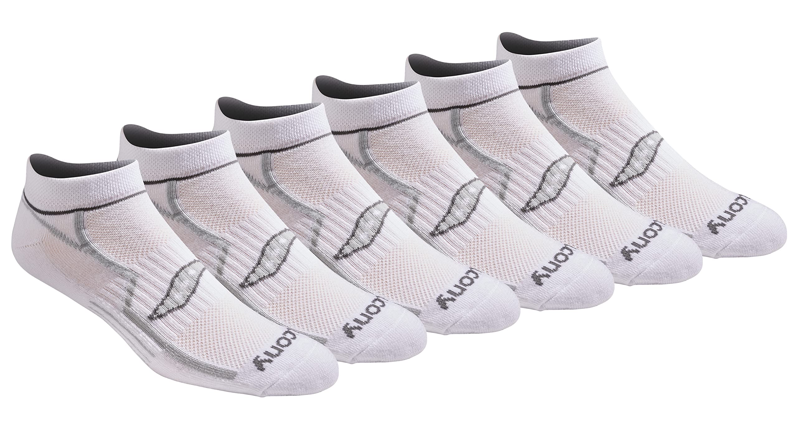 Saucony Men's Rundry Bolt Performance No-Show Socks, Available in M-XXL (6, 12, 18, White (6 Pairs), XX-Large