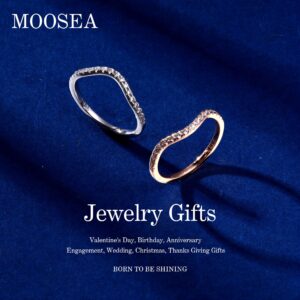 MOOSEA Moissanite Curved Eternity Band for Women, D Color VVS1 Clarity Lab Created Diamond Wedding Band 14K White Gold Vermeil Moissanite Contour Moissanite Stackable Rings for Women Jewelry Gifts