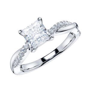 10k white gold 4-prong petite twisted vine 1ct princess cut genuine moissanite engagement ring promise bridal ring (7)