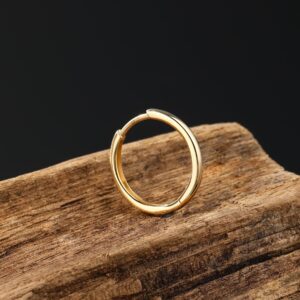 Jewseen 14K Gold Tiny Hoop Earrings Huggie Hoop Earrings 20G Small Endless Hinged Hoops for Earlobe 6mm 8mm 10mm Septum Hoop Septum Ring Cartilage Helix Earrings Nose Hoop for Women Men