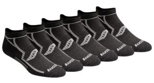 saucony men's rundry bolt performance no-show socks, available in m-xxl (6, 12, 18, black assorted (6 pairs), xx-large