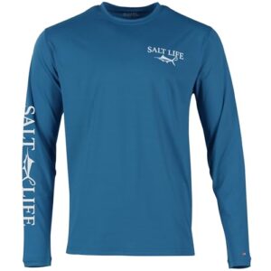 Salt Life Mens Dragnet SLX Long Sleeve Classic Fit Shirt, Atlantic Blue, Medium