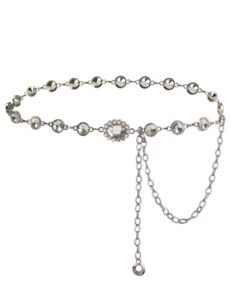 bemylv silver rhinestone chain belt sparkly bling crystal waist chains for women dresses girls fashion