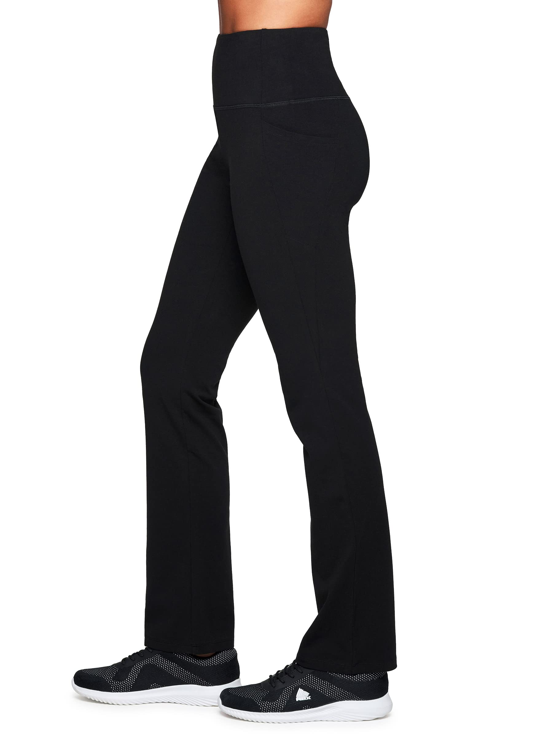 RBX Active Women's Yoga Pants Cotton Spandex Bootcut Legging W/Pockets Ctn Black S