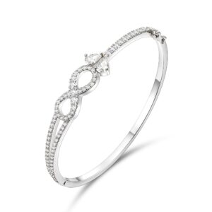 elequeen silve plated double teardrop infinity charm bridal bangle bracleet gift for women wedding party