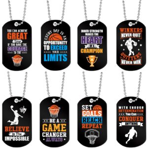 moukeren 24 pcs motivational dog tag necklaces acrylic dog tags with metal beaded chain encouraging cheerleaders baseball softball soccer basketball gifts for team favors(basketball)