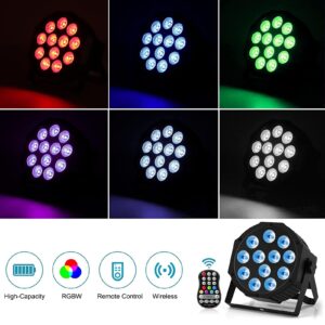 Rechargeable Par Lights RGBW 4-in-1 LED Uplights Battery Powered Stage Lights, HOLDLAMP DJ Lights Sound Activated with Remote & DMX Control for Festival Party Event Wedding Bar Church