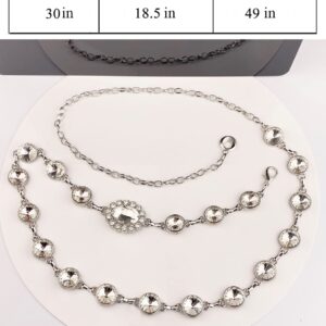 BEMYLV Silver Rhinestone Chain Belt Sparkly Bling Crystal Waist Chains for Women Dresses Girls Fashion