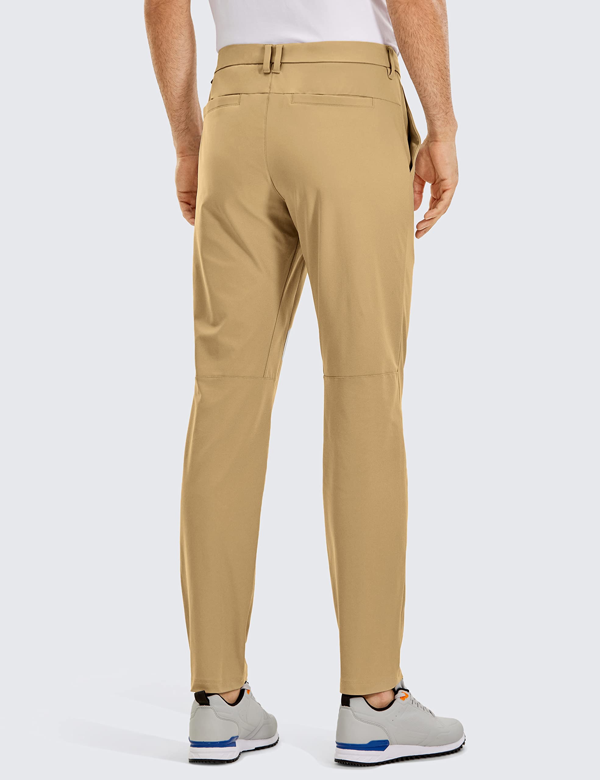 CRZ YOGA Men's All Day Comfy Golf Pants - 32" Quick Dry Lightweight Work Casual Trousers with Pockets Khaki Sand 32W x 32L