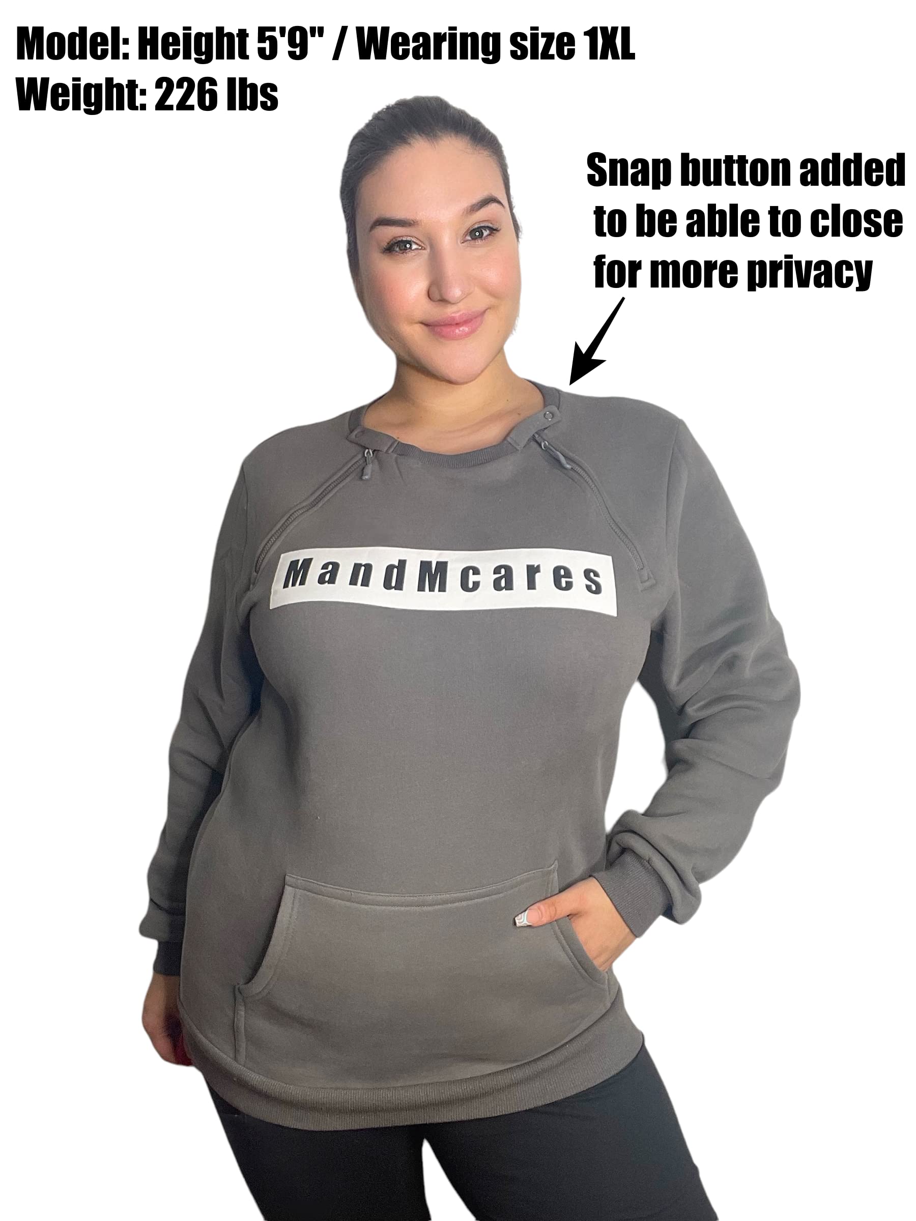 MandMcares Plus Size Sweater| Dialysis Shirts with Zipper| Hemodialysis Clothing | Chemowear Chest Port Access Shirt for Men and Women 4XL